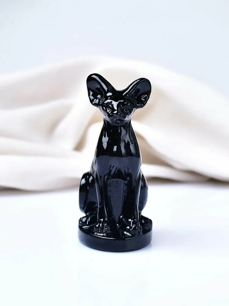 Статуя египетского кота из натурального камня "Обсидиан" (1шт)