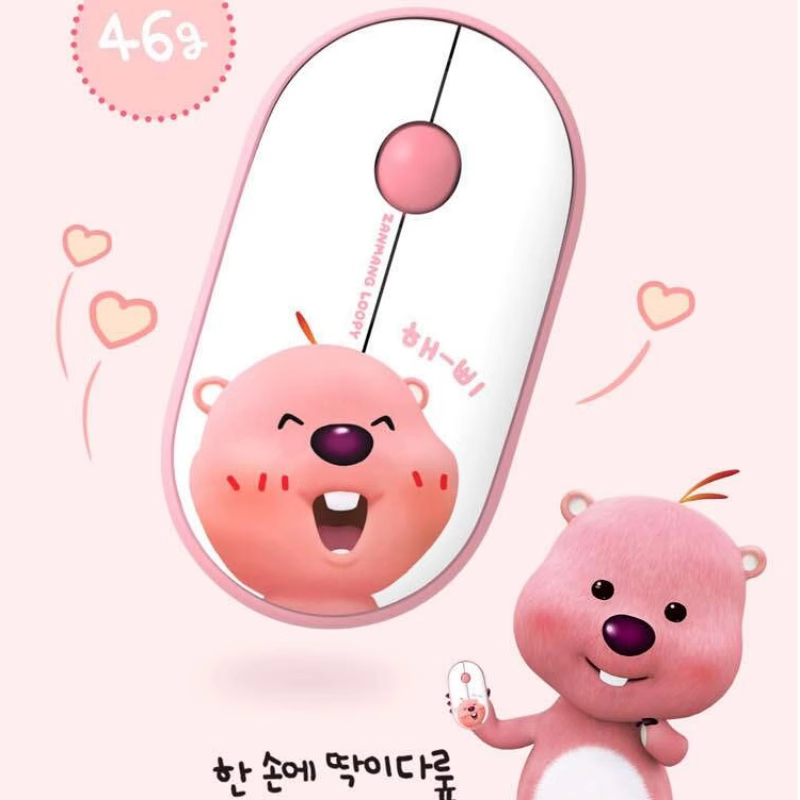Беспроводная Bluetooth-мышь Zanmang Loopy Ruby Pink Beaver и бесшумная клавиатура Cartoon Pink Официальная стандартная