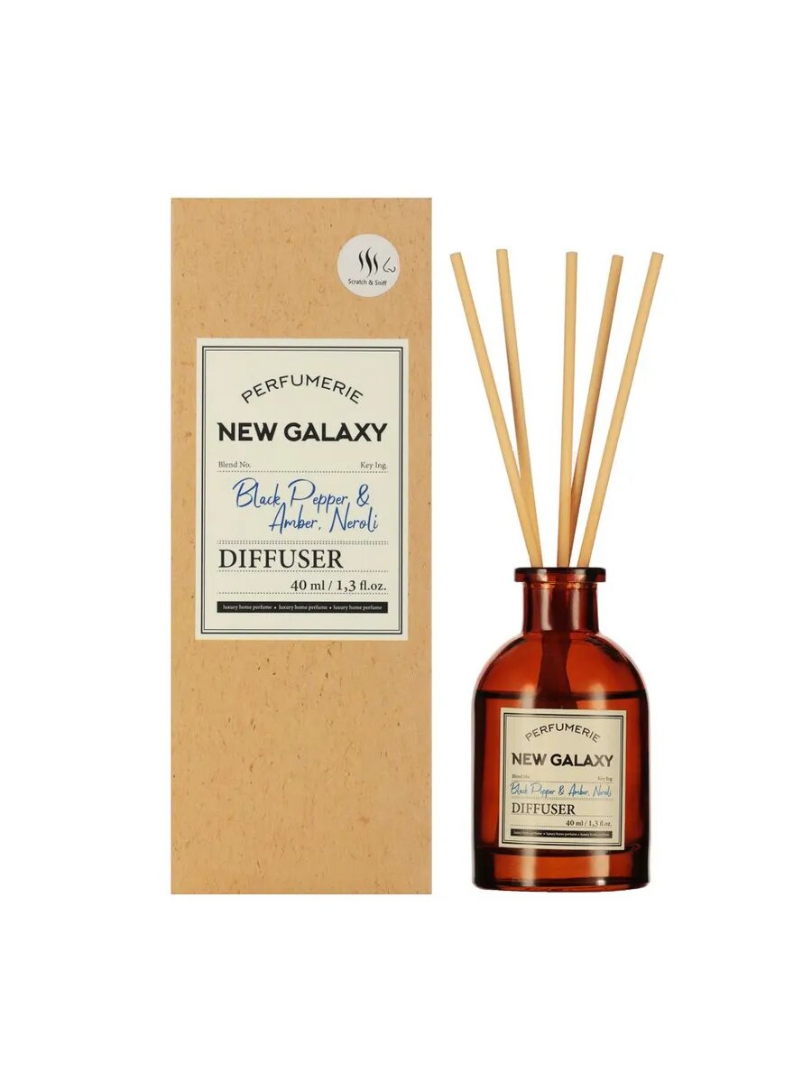 Аромадиффузор для дома NEW GALAXY Perfumerie, Pepper, Amber & Neroli, 40мл