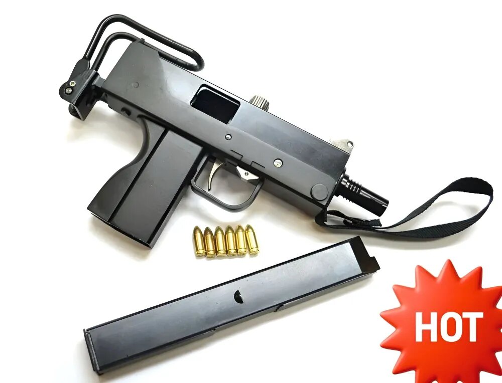 Модель Ingram MAC 10 масштаб 1/2, сборная металлическая миниатюра, длина 14 см, черный цвет