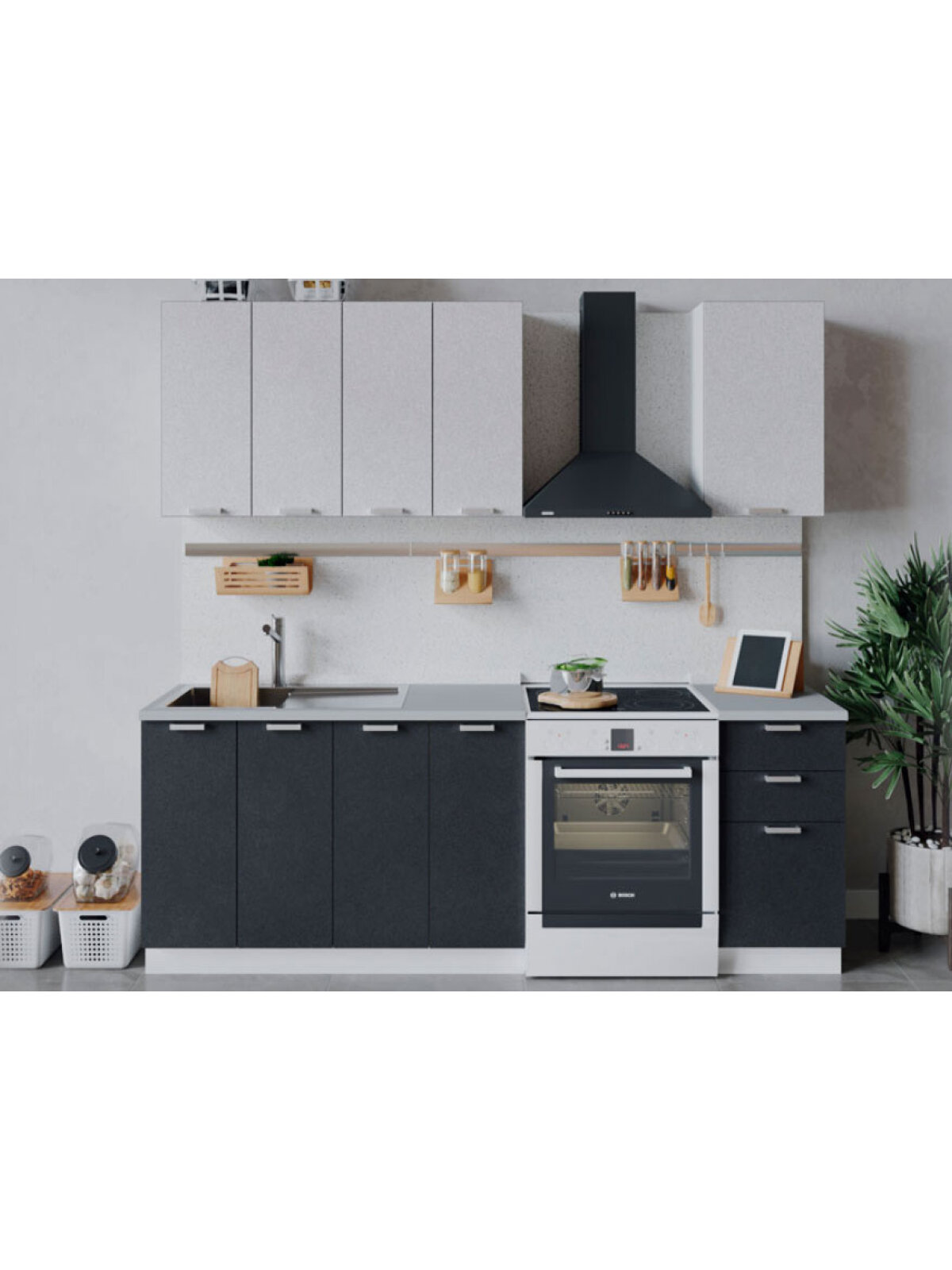 Кухня 1.6 метра "Бетон" Huge Mebel. Ширина 1600. Кухонные гарнитуры