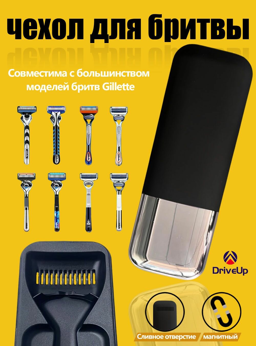 Портативная дорожная чехол для бритвы / футляр для бритвы, Подходит для Gillette