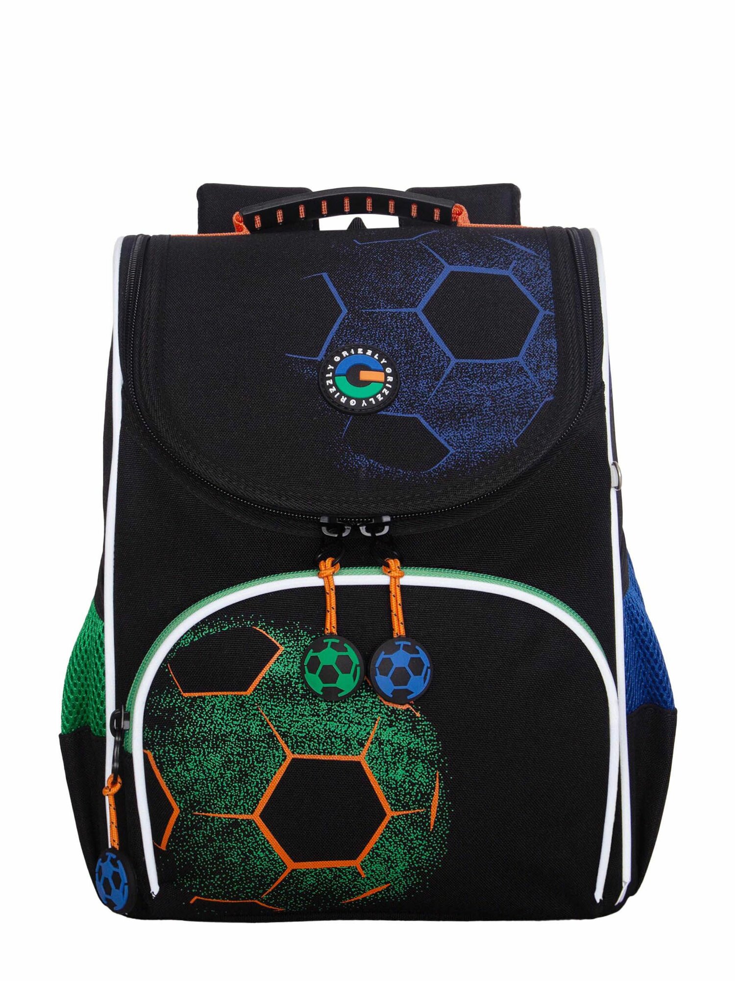 Ранец школьный GRIZZLY суперлегкий с анатомической спинкой, на ножках, с мешком для обуви, для мальчика, RAm-685-10