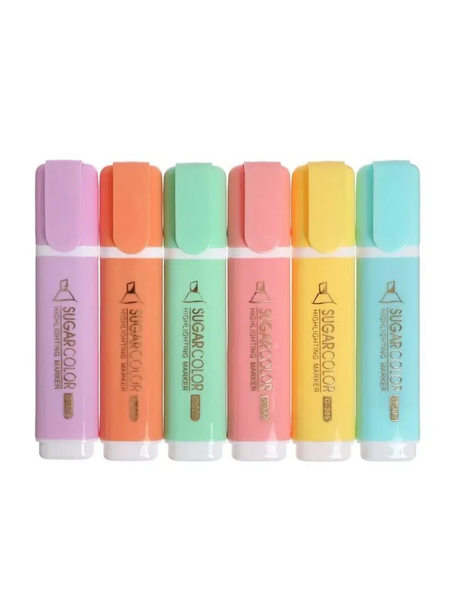 Маркеры текстовыделителей "Пастель", 6 цветов