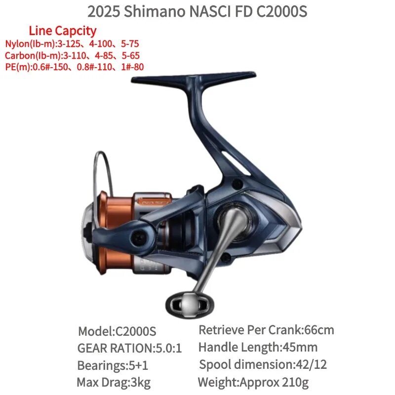 SHIMANO NASCI FD C2000S, безынерционная катушка