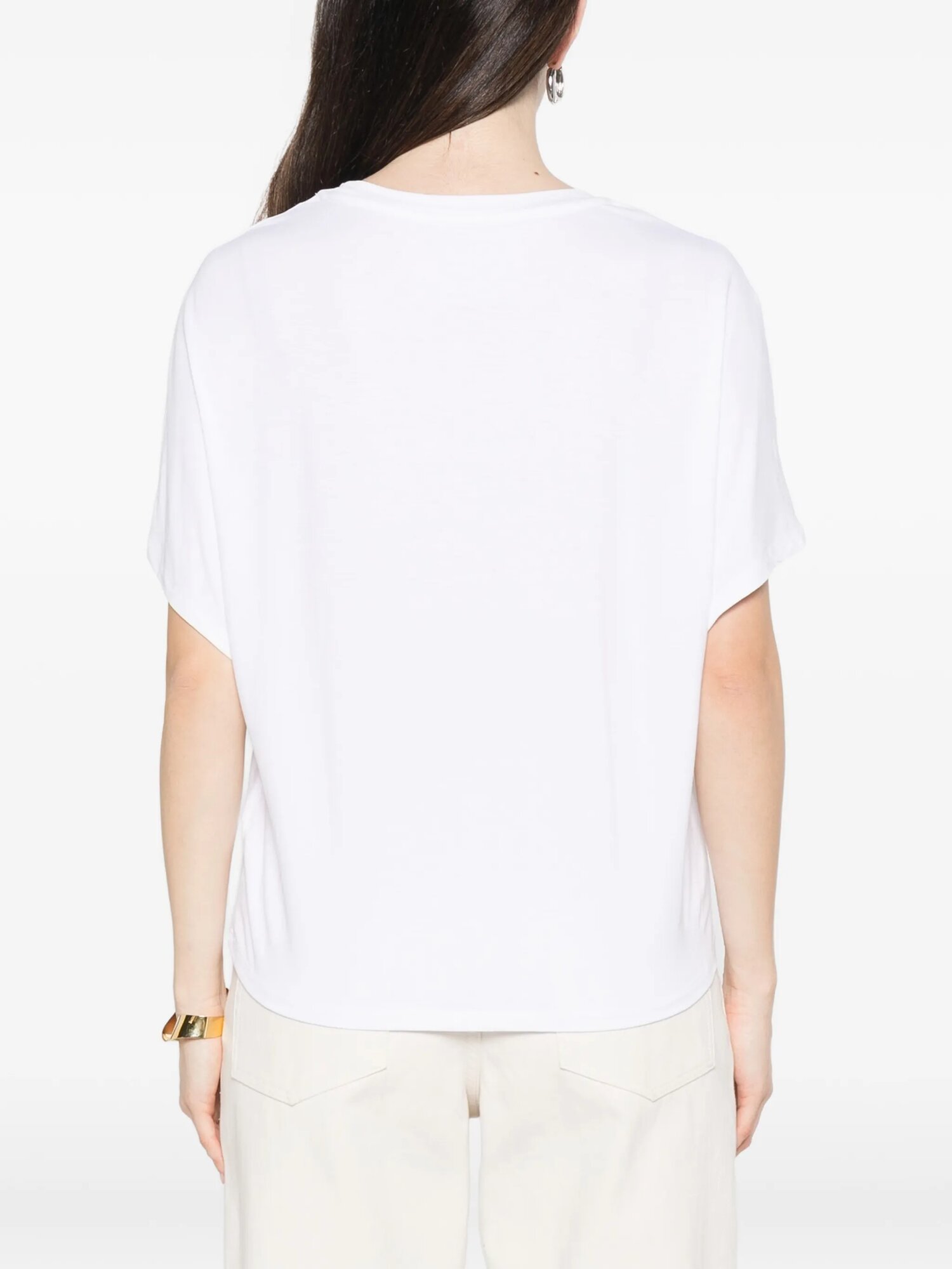 Футболка MAJESTIC FILATURES Crew-neck T-shirt, размер 46, бежевый/белый — фото 1