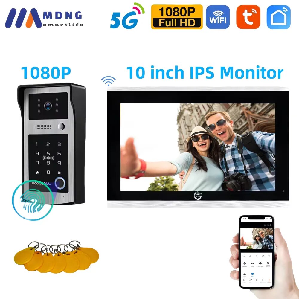 Видеодомофон MDNG 1080P 5G WiFi 10 дюймов