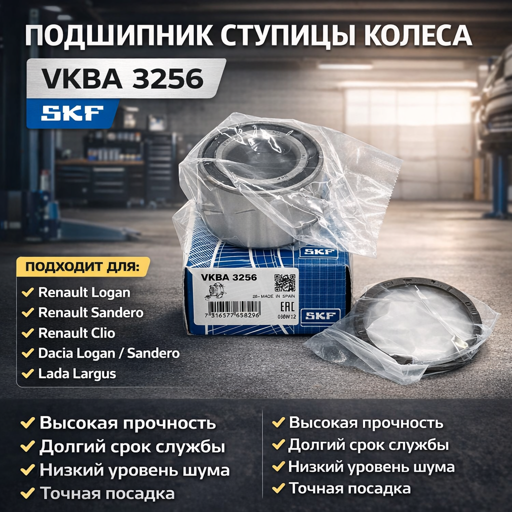 Подшипник ступицы SKF VKBA 3256 подходит: Renault Logan, Sandero, Clio, Dacia Logan, Lada Largus