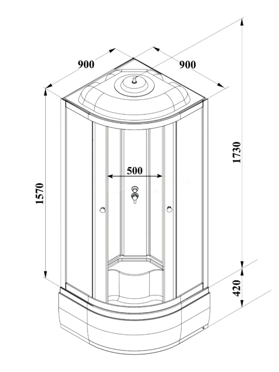 Душевая кабина Parly "Tomorrow" EF921, 90х215 см, с поддоном