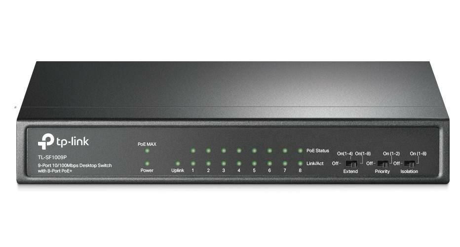 Коммутатор 9-портовый TP-Link TL-SF1009P, 8x Fast Ethernet PoE, 1x Fast Ethernet Uplink, 53 Вт, PoE