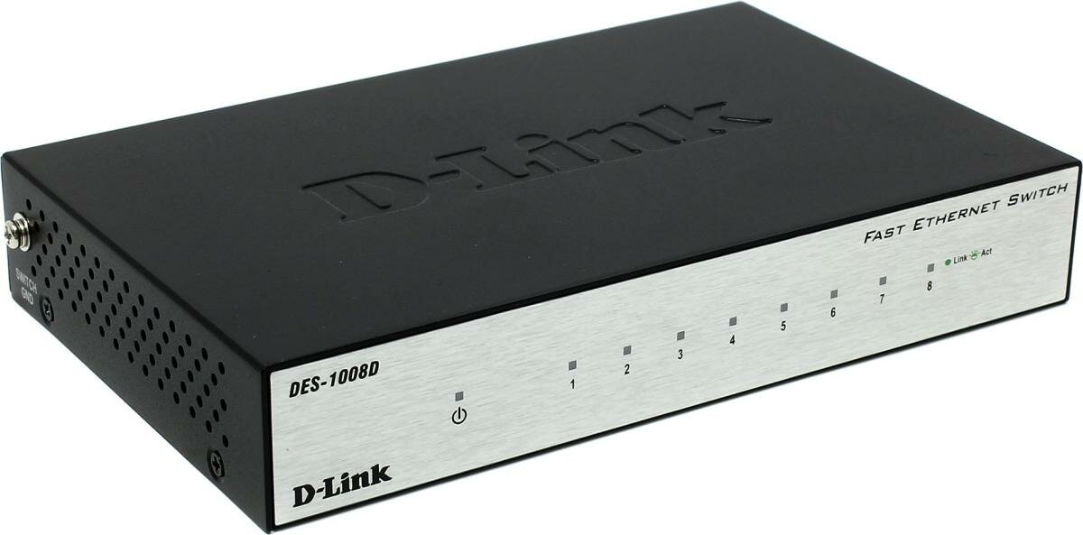 Коммутатор 8-портовый D-LINK DES-1008D/L2B, 8 портов 10/100Mbps