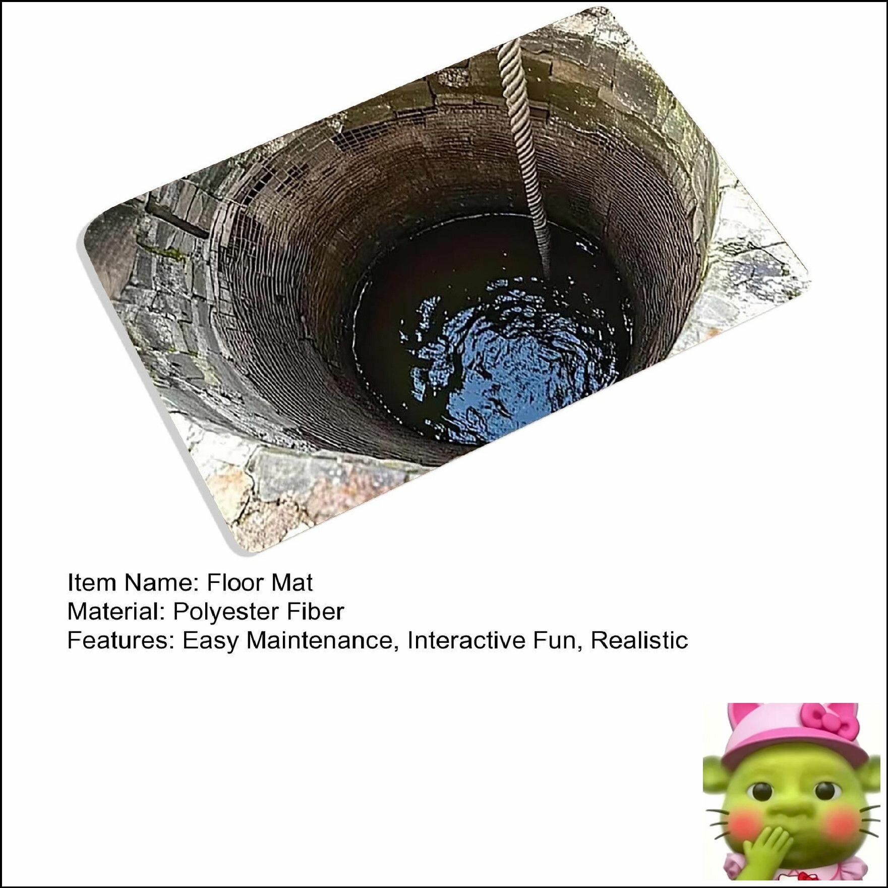 3D Коврик с оптической иллюзией ямы, нескользящий полиэстер для прихожей и гостиной, забавный декор для дома и животных — фото 1