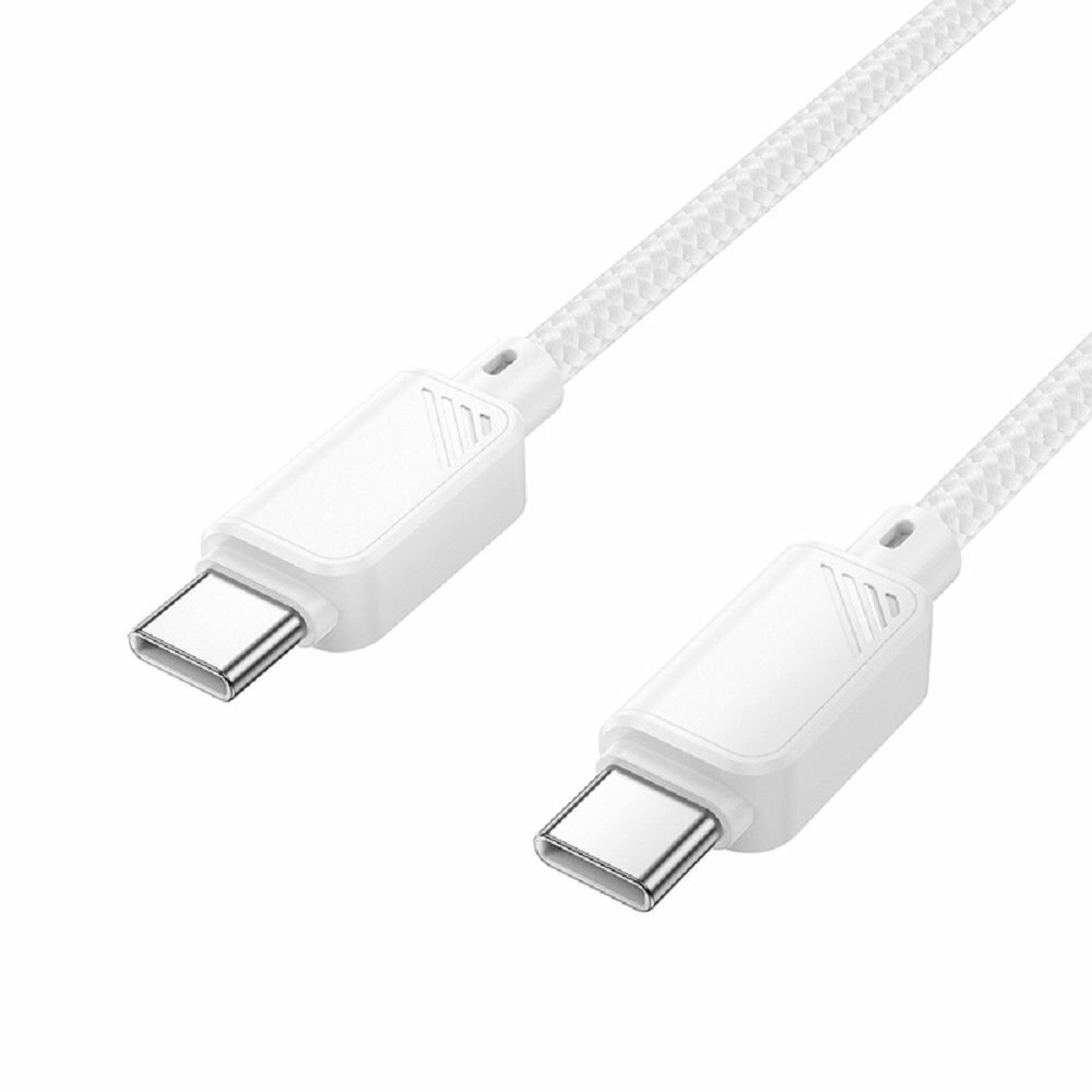 HOCO Кабель USB2.0 Type - C Type - C, 3А, 60Вт, нейлоновая оплетка, X113, 1м, белый, коробка