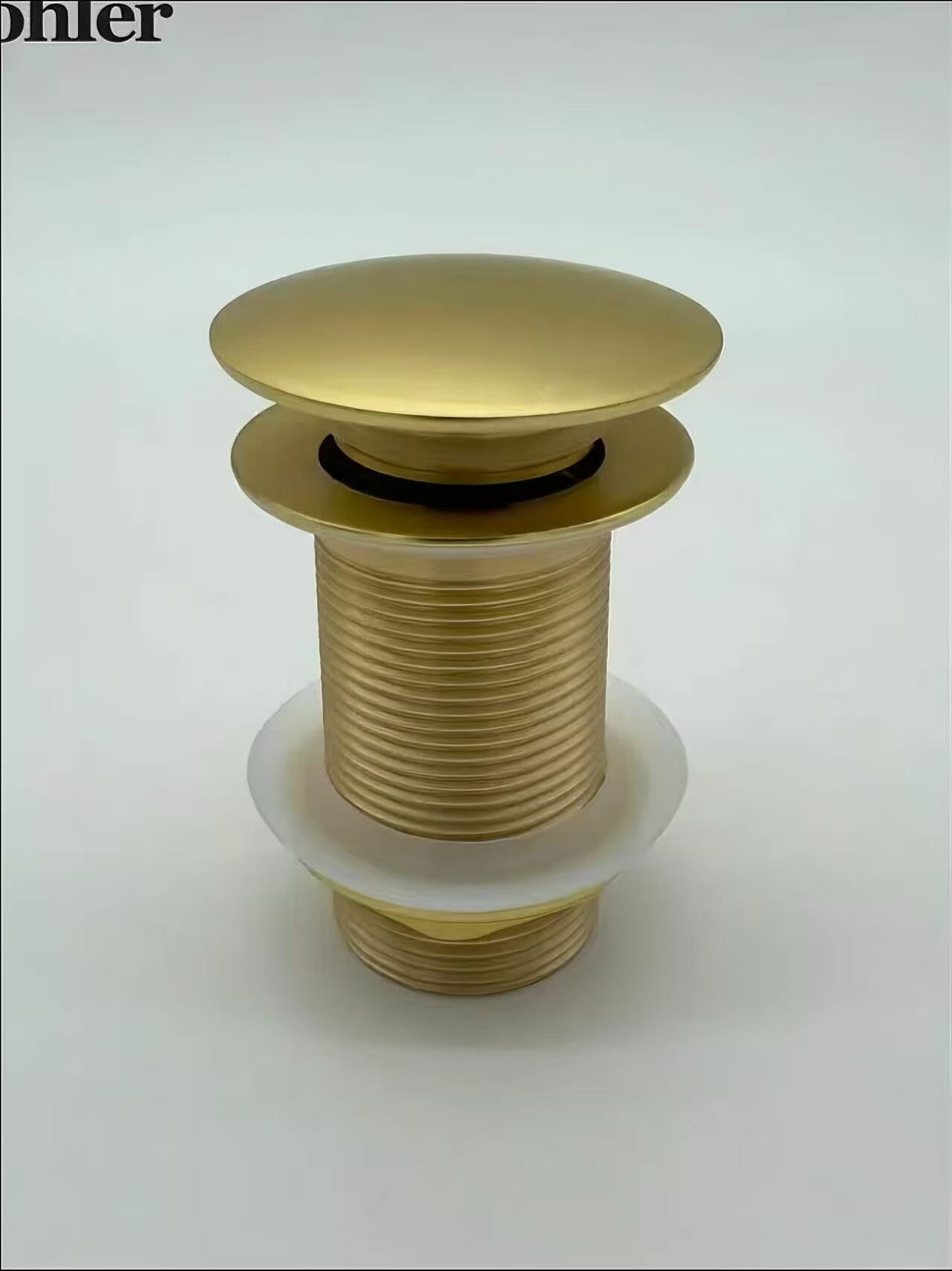 Донный клапан для раковины без перелива, выпуск матовое золото