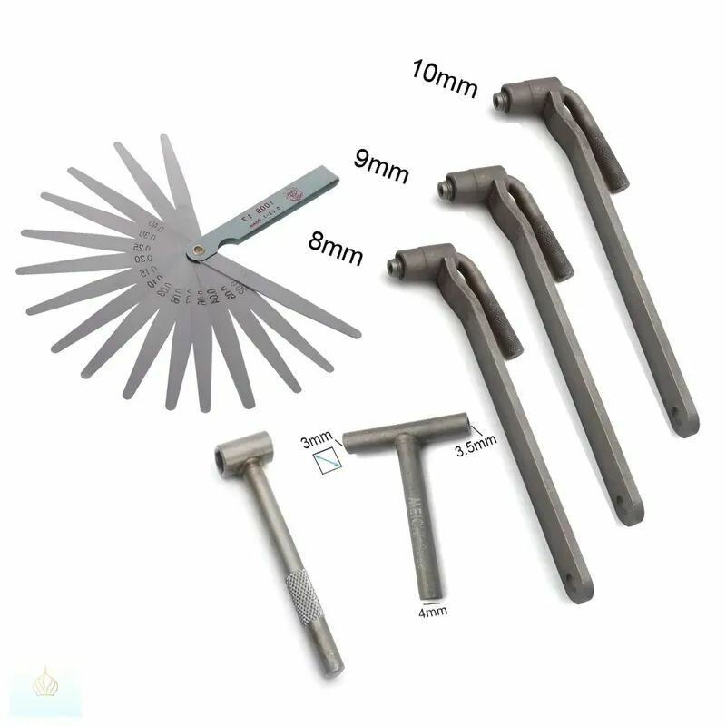6 шт./партия Универсальный набор инструментов для клапана двигателя мотоцикла (3/3,5/4 мм, 8 мм, 9 мм, 10 мм, 0,02-1 мм зонд)