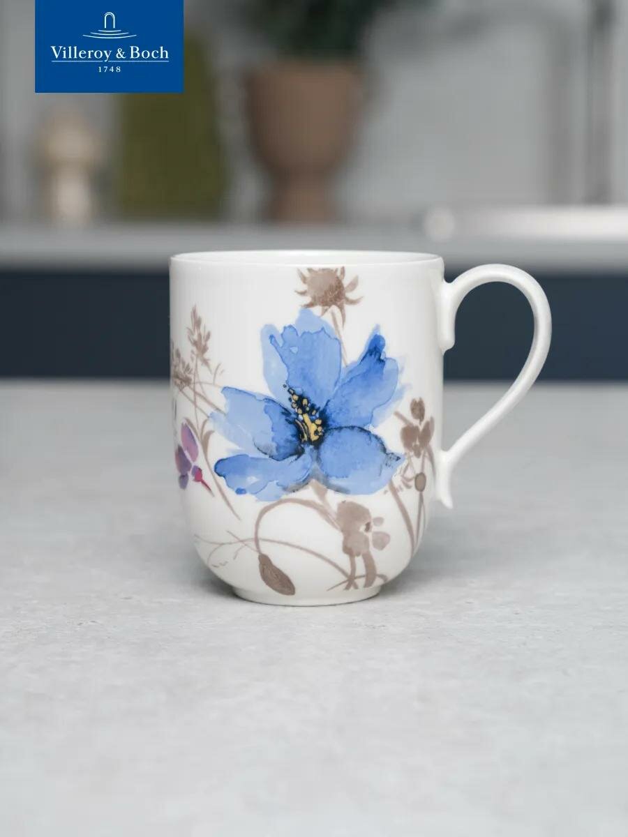Кружка для завтрака 480 мл, Mariefleur Gris Basic, Villeroy & Boch, Премиум-Фарфор