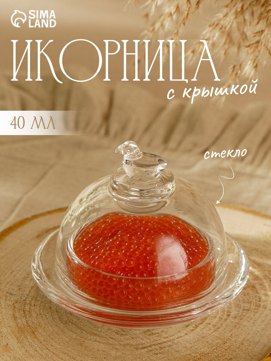 Икорница «Купол», 7×9 см, с крышкой, стеклянная, цвет прозрачный
