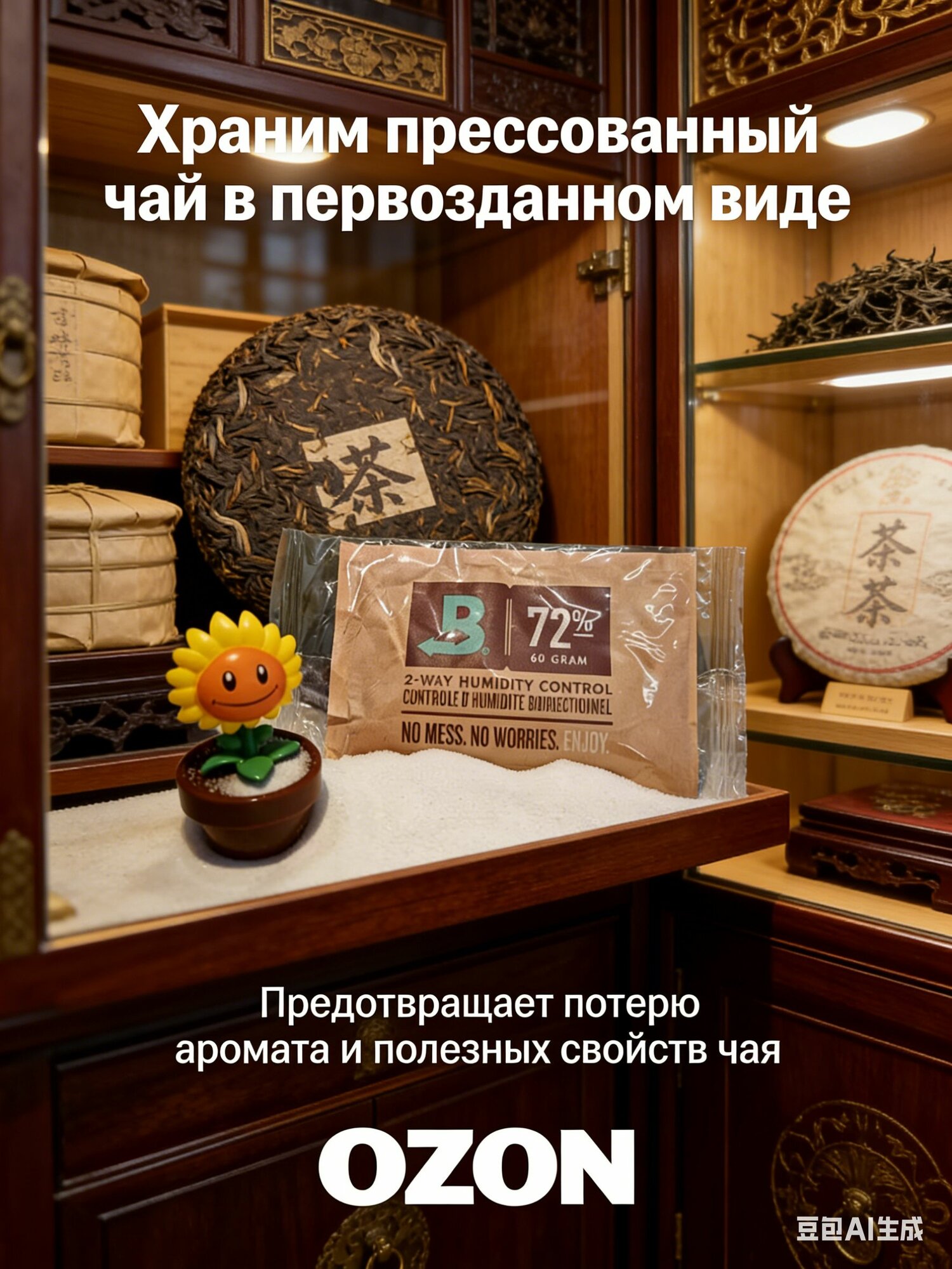 Контроль влажности Boveda 72% 60 г, натуральные компоненты, GMP сертифицирован, для домашнего сада
