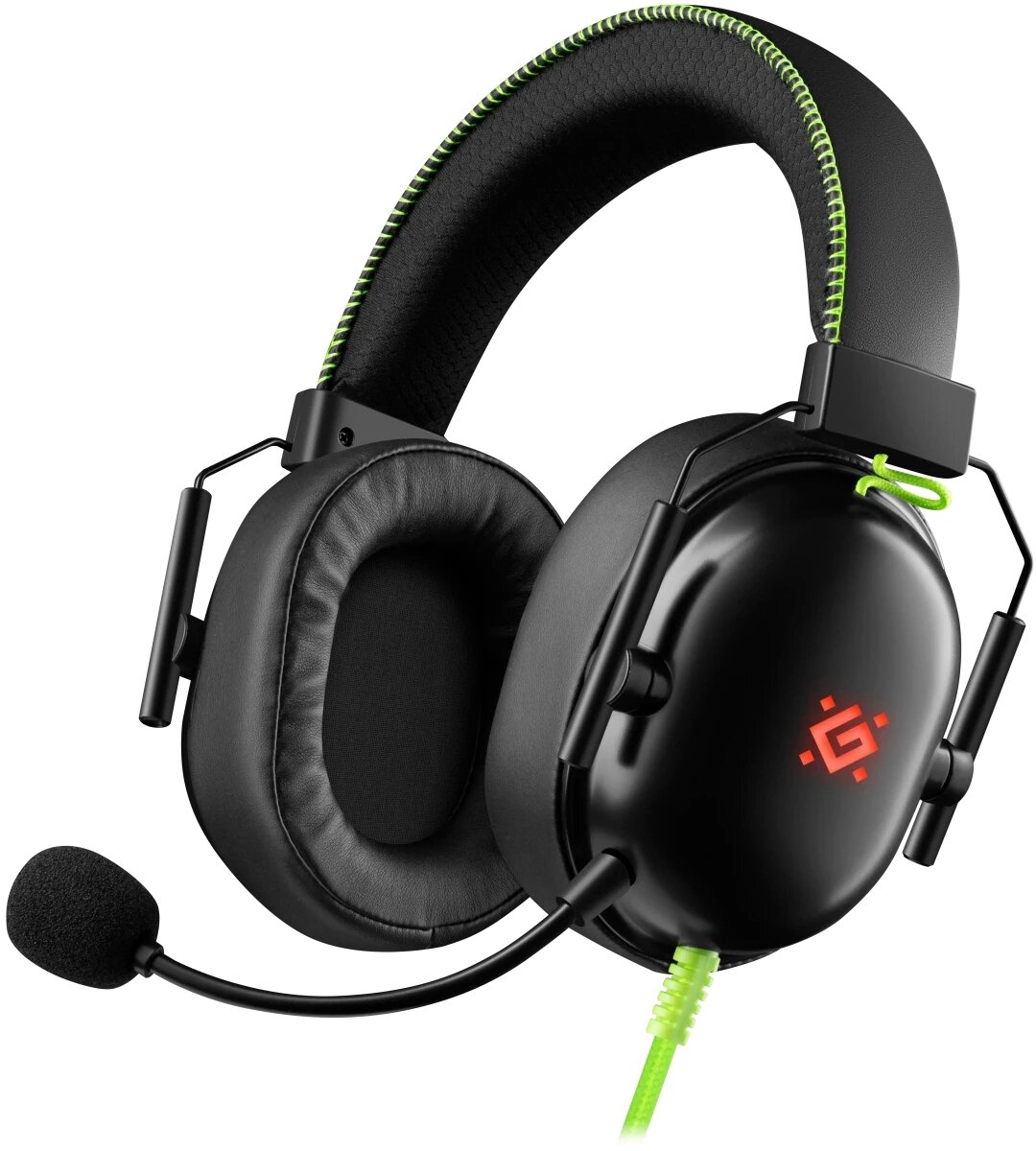 Гарнитура проводная игровая Defender Toxic черный, 7.1, LED, провод 2 м