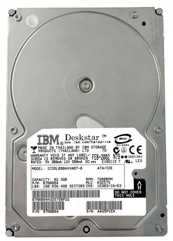 Жесткий диск IBM 07N8084 82,3Gb 7200 IDE 3.5" HDD