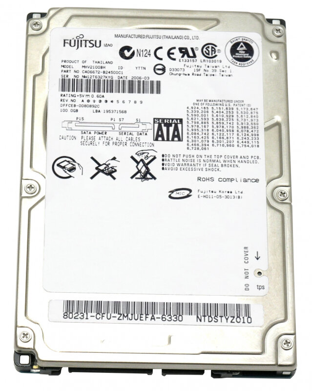 Жесткий диск Fujitsu CA06672-B29500SN 100Gb 5400 SATA 2,5" HDD