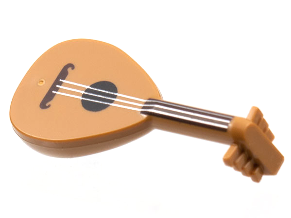 Деталь Lego 80503pb01 Minifigure, Utensil Musical Instrument, Lute with Dark Brown Neck and Silver Strings Pattern