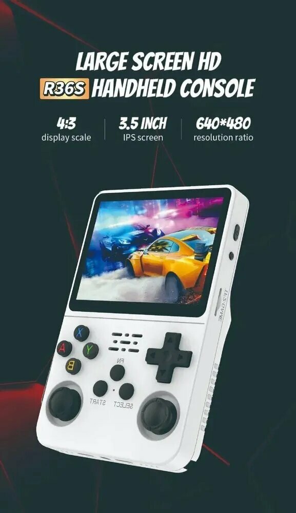 Портативная игровая консоль R36S / Ретро консоль 64ГБ, белый