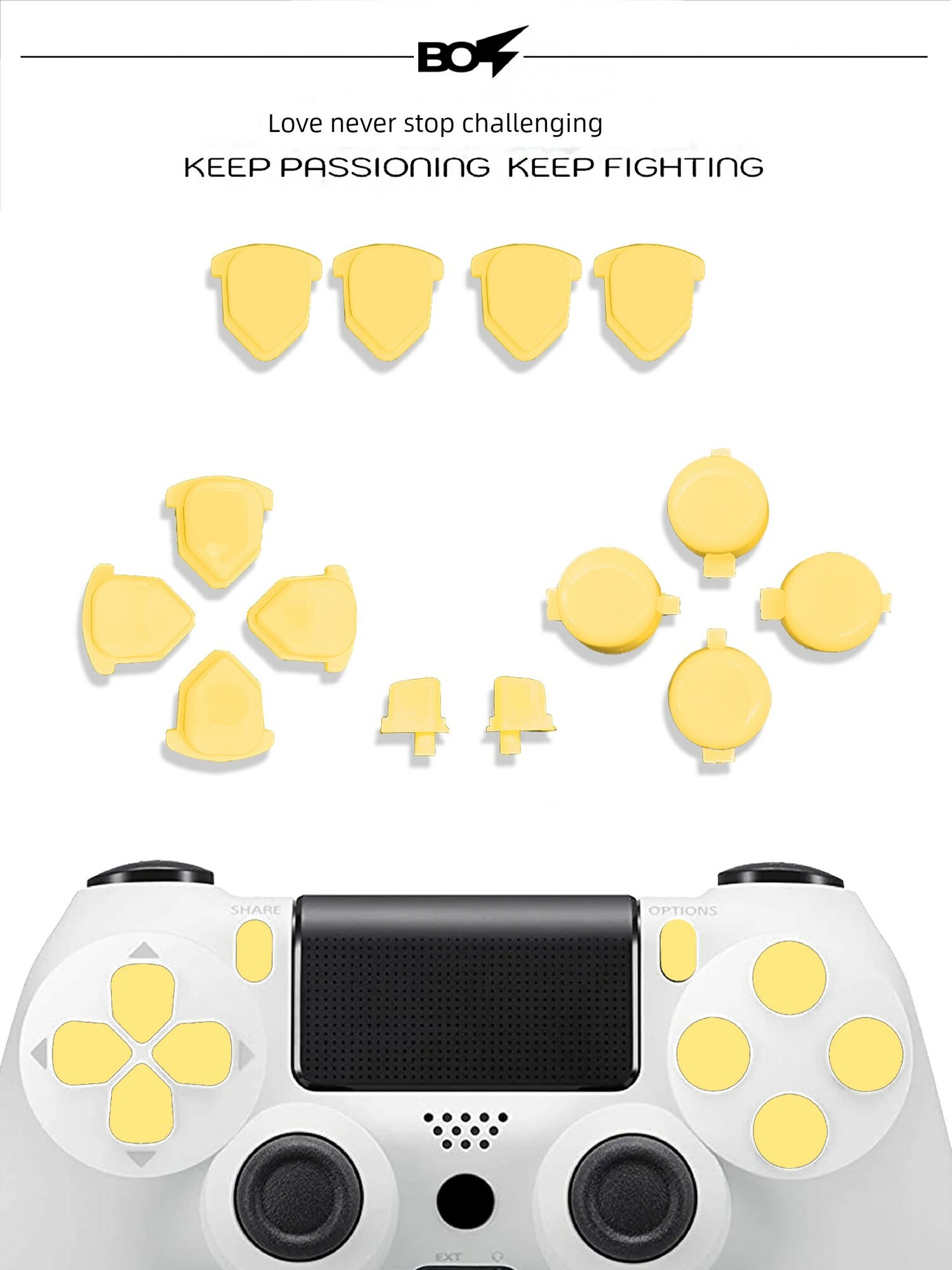 Замена кнопки контроллера PS4 - Высокая кнопка меню, Ярко-желтый, для игрового геймпада PlayStation 4