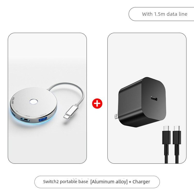 Алюминиевая портативная подставка для Switch 1/2 + 60Вт зарядное устройство, премиум HDMI-конвертер, прочное решение