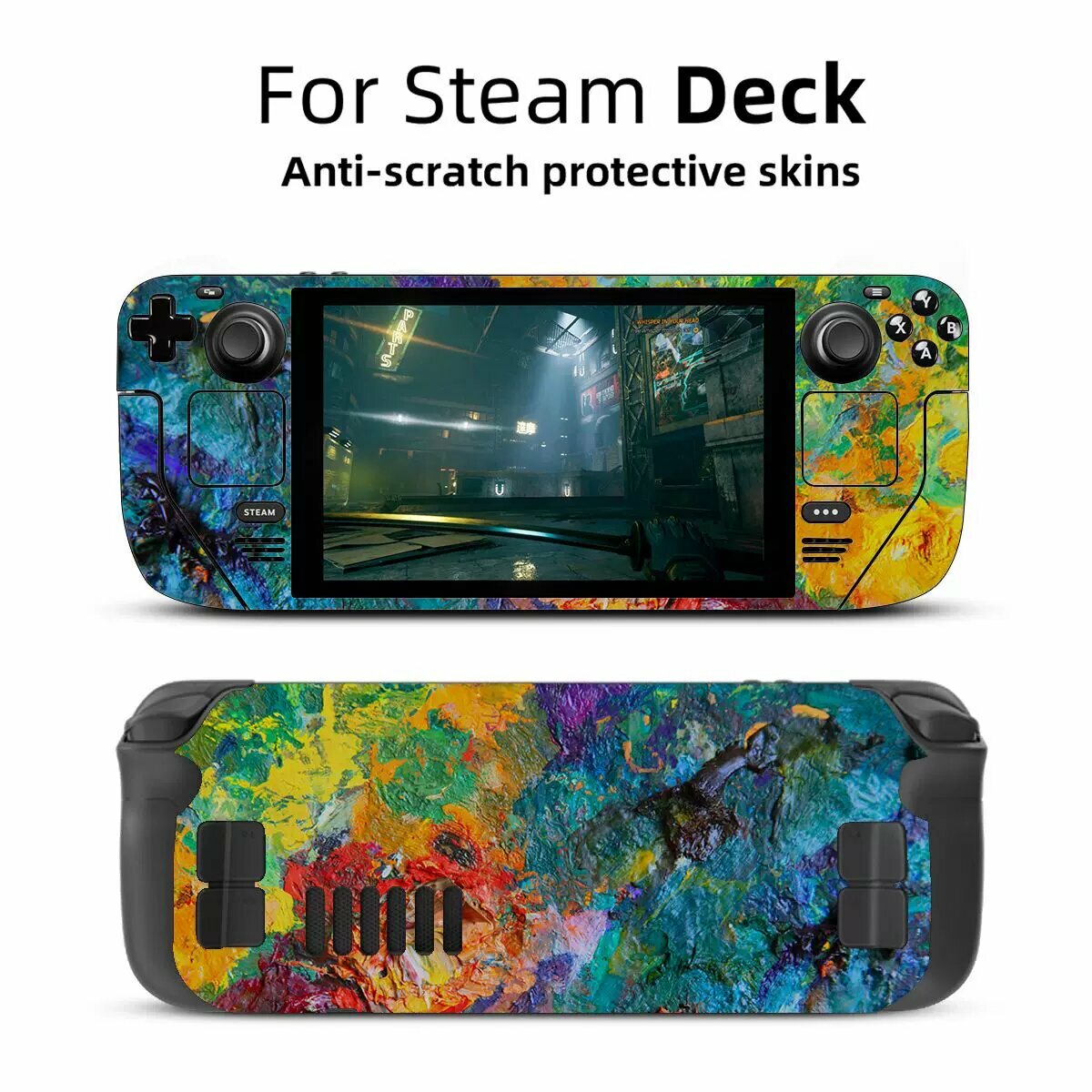 Наклейки для Steam Deck OLED Сет 19 - Киберпанк мультяшный дизайн, анти-скользящее покрытие для игровой консоли, 10 шт