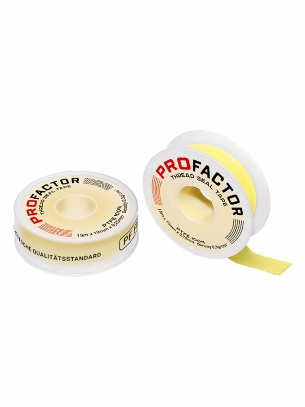 Лента ФУМ для газа ProFactor PF FE 531, 15 м, 19х0.25 мм, профессиональная желтая уплотнительная лента для газовых систем