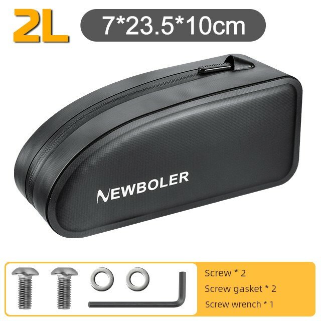 NEWBOLER 2L Водонепроницаемая сумка для велосипедного руля, черная, крепление винтами для катания