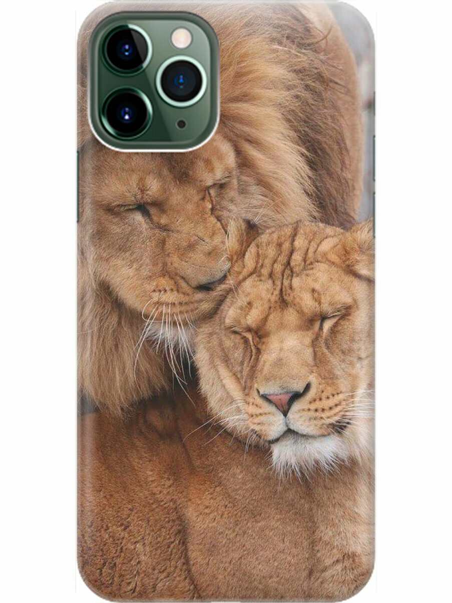 Силиконовый чехол на Apple iPhone 11 Pro Max / Эпл Айфон 11 Про Макс с рисунком "Милые львы"