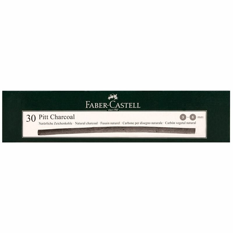 Уголь художественный натуральный Faber-Castell "Pitt", 3-6мм, круглый, 30 шт, 129114