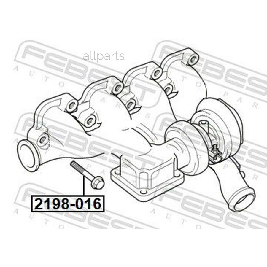FEBEST 2198016 болт выпускного коллектора! M10x4\ Ford Focus/Kuga/Mondeo/Ranger/S-Max/Galaxy/Transit