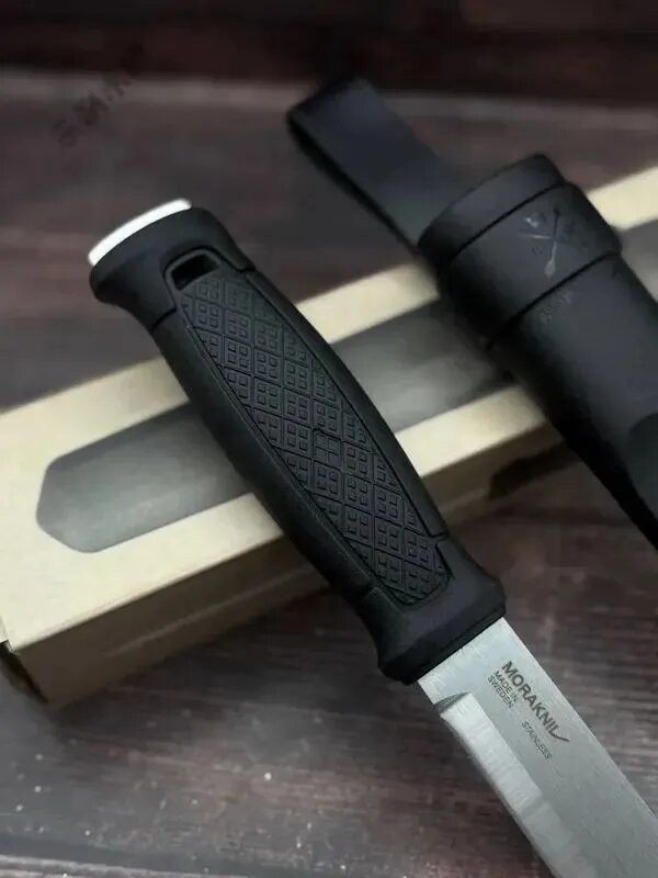 Туристический нож Morakniv Garberg с фиксированным лезвием из нержавеющей стали для охоты, черный — фото 1