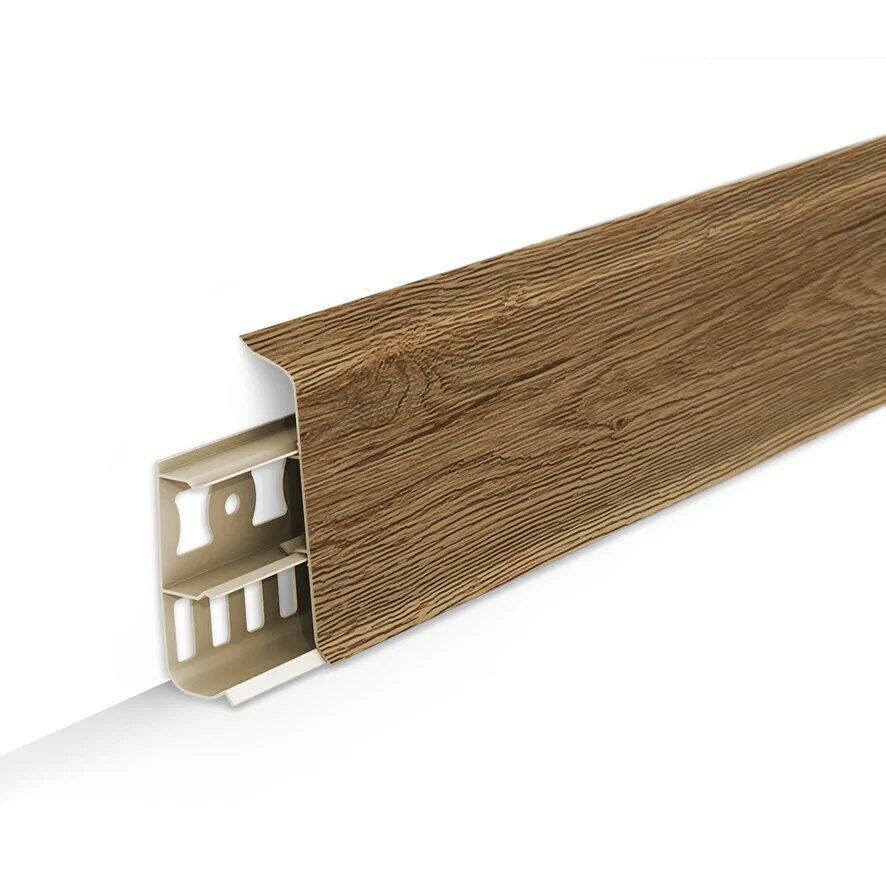 Пластиковый плинтус Идеал Деконика 70 мм Дуб рустик 211, 1 шт.