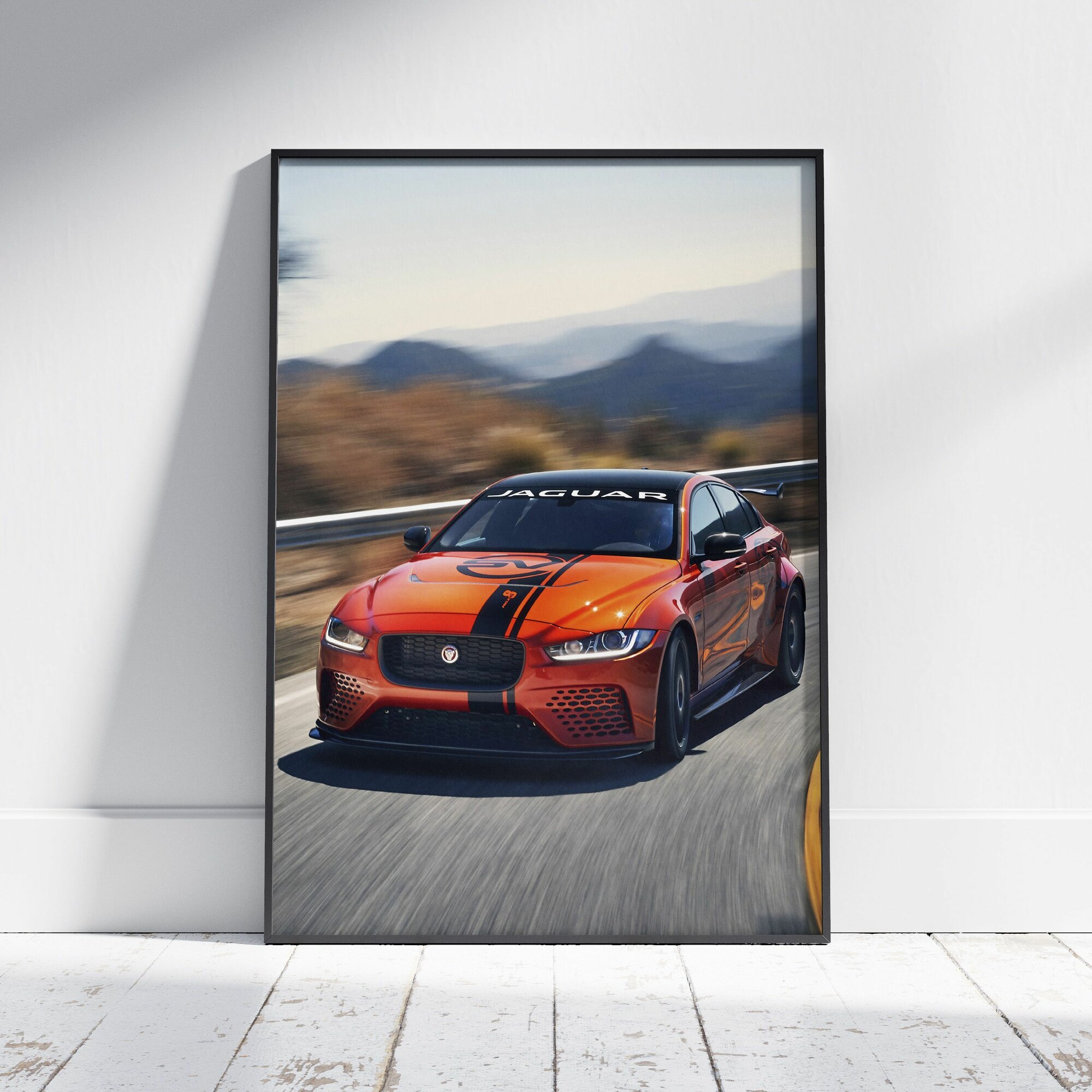 Плакат на стену для интерьера Спорткар (Jaguar XE SV Project 8 5) - Постер по спортивным гоночным машинам автомобилям формата А3 (30x42 см)