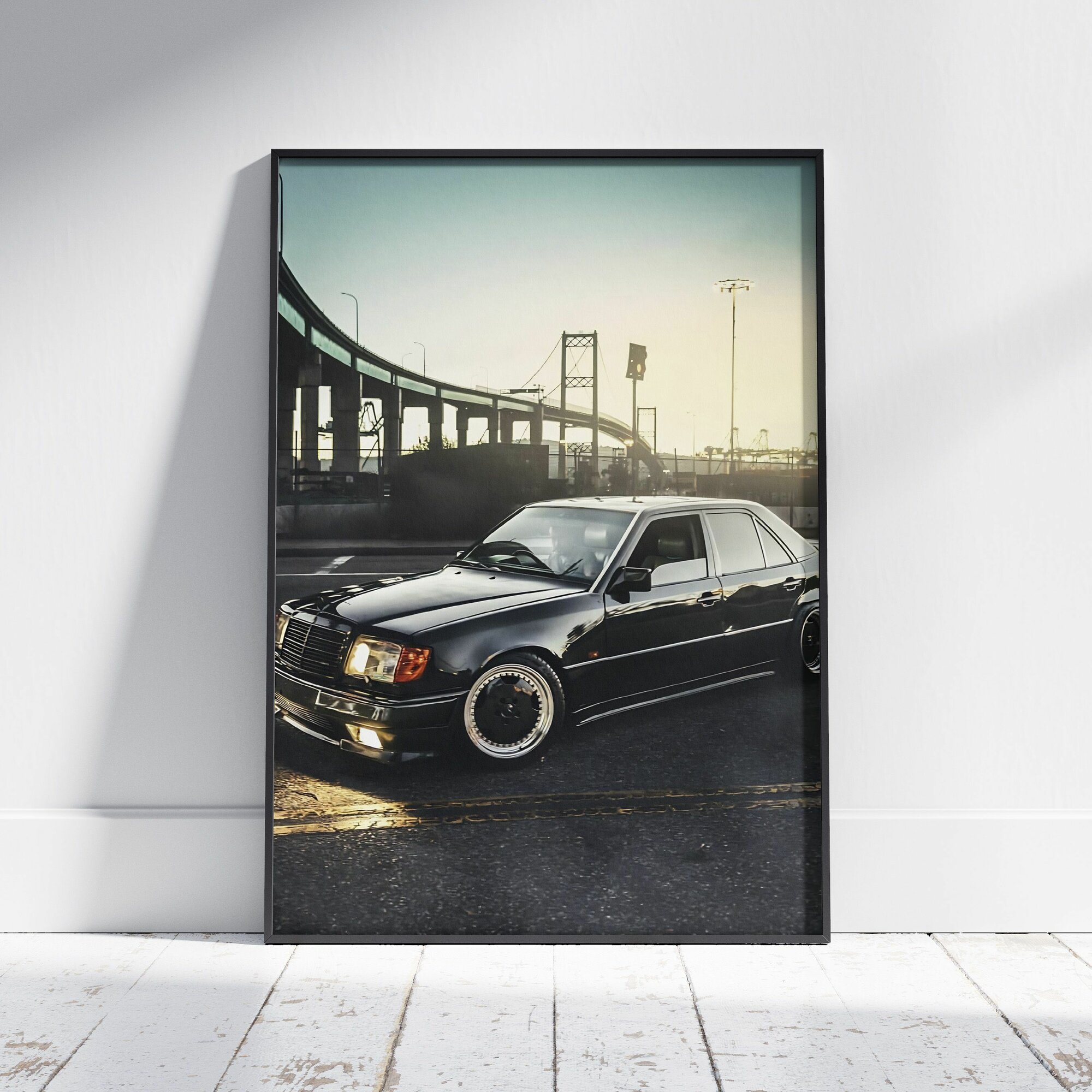 Плакат на стену для интерьера Культовые машины (Mercedes Benz W124 5) - Постер по легендарным и классическим ретро автомобилям формата А4 (21x30 см)