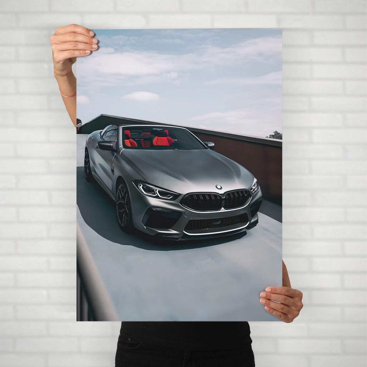 Плакат на стену для интерьера Кабриолет (BMW M8 Competition Cabrio 6) - Постер по машинам родстерам с открытым верхом формата А2 (42x60 см)