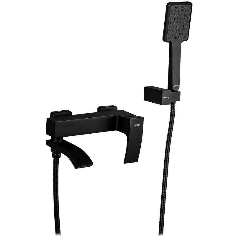 Смеситель для ванны Gappo G07-6 G3207-6 черный матовый, рычажное управление, латунь