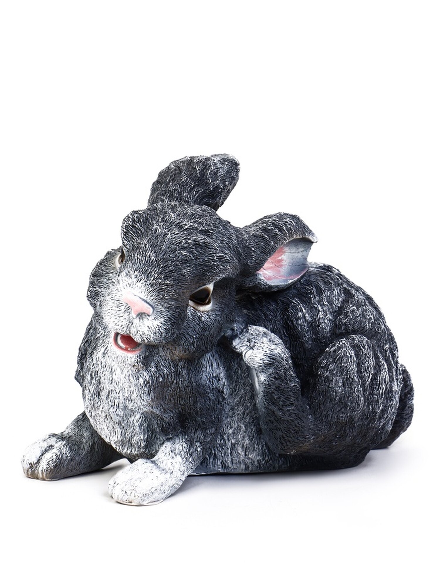 Садовая фигура «Заяц-почесун», полистоун, серая, 28 см x 14 см x 21 см