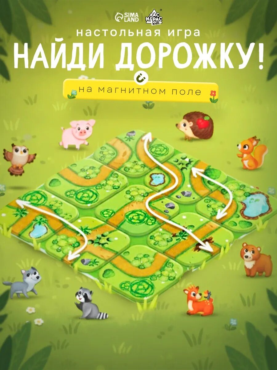 Настольная игра Лас Играс "Найди дорожку", на логику, магнитное поле, удобно брать в дорогу