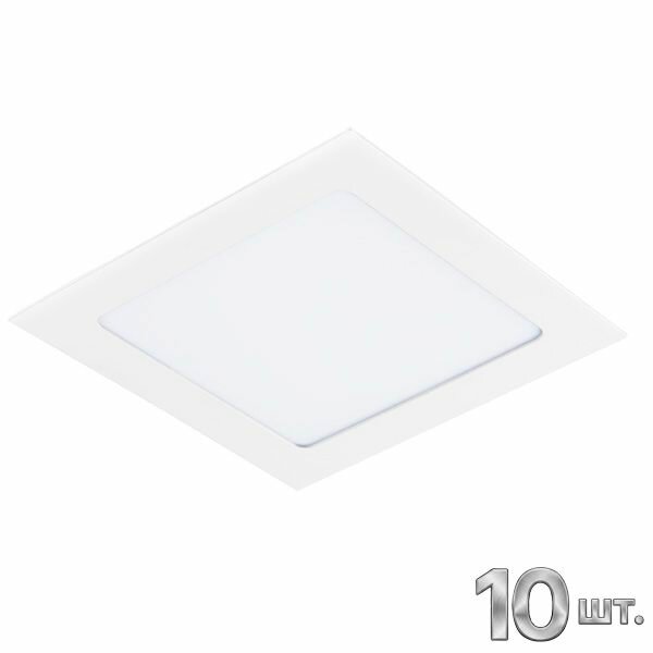 Светильник потолочный светодиодный встраиваемый Lightstar ZOCCO 224122, 3000K, 12W, квадратный, белый, комплект 10 шт.
