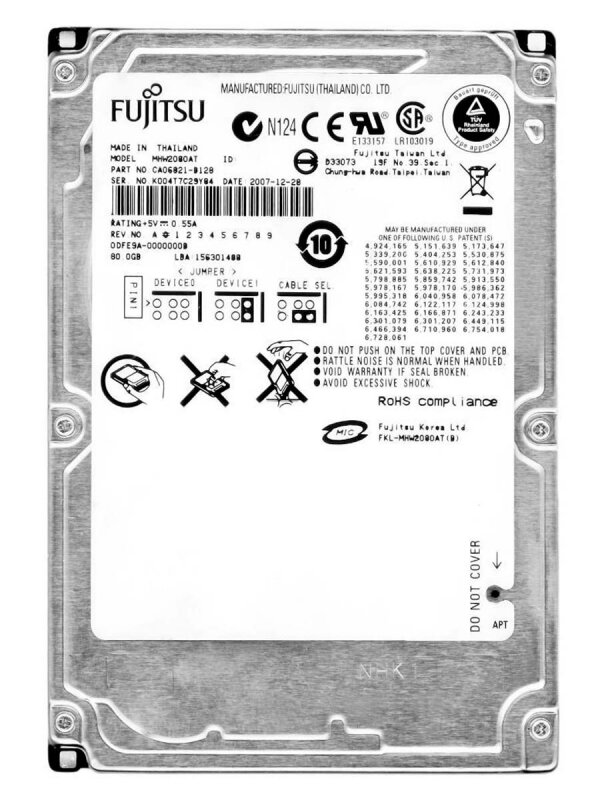 Жесткий диск Fujitsu MHW2080AT 80Gb 4200 IDE 2,5" HDD