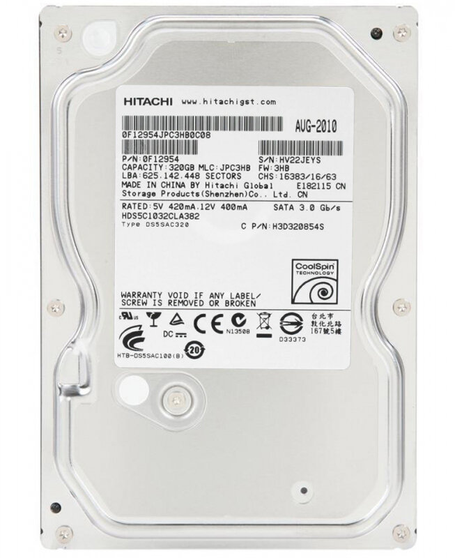 Жесткий Диск Hitachi HDS5C1032CLA382 320Gb 5400 SATA 3,5" HDD