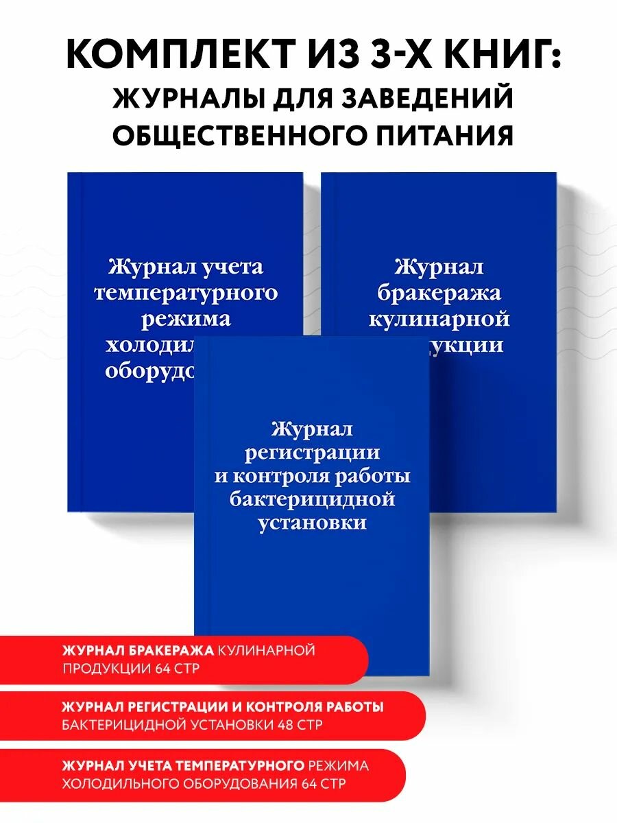 Комплект из 3-х книг Журналы для заведений общественного