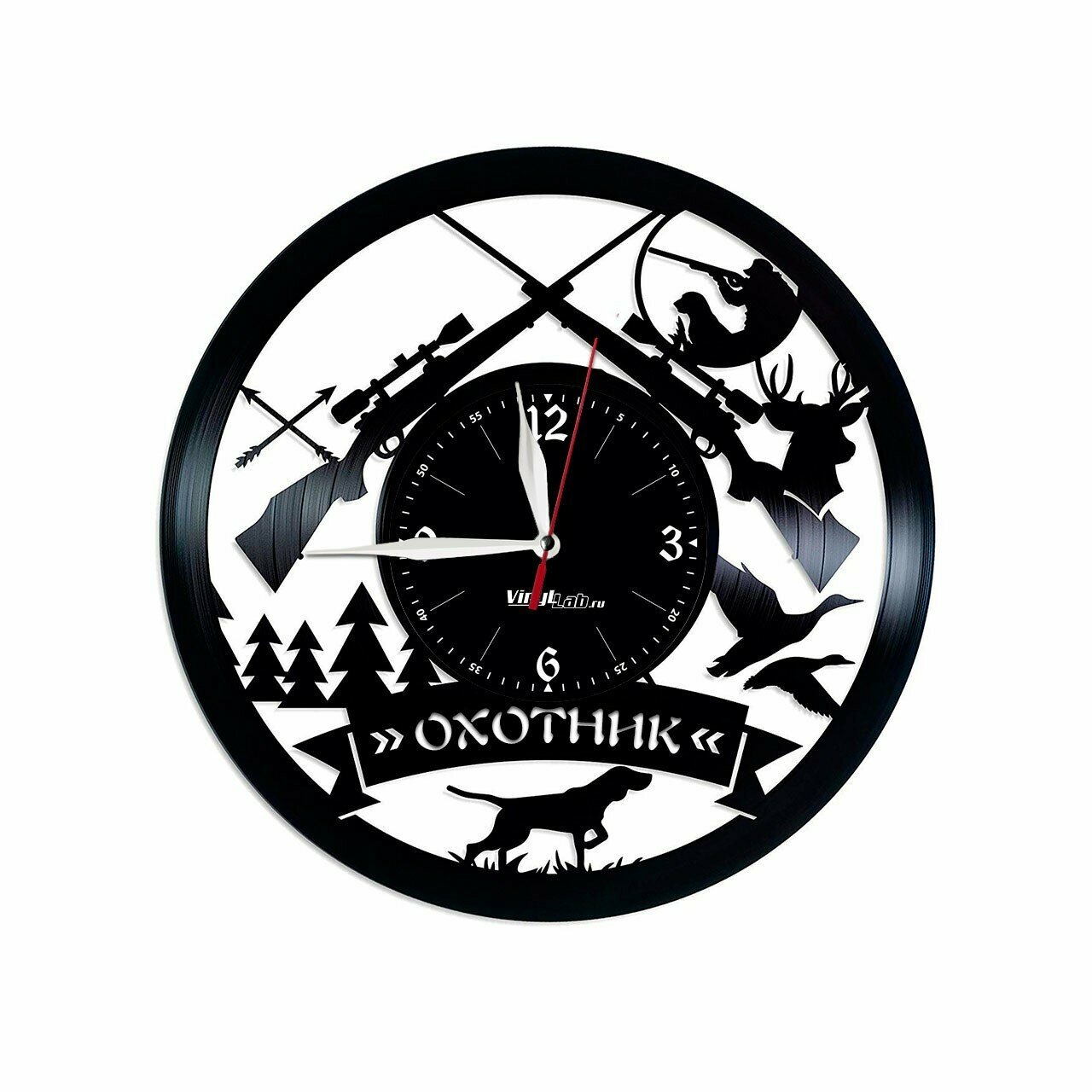 Часы из виниловой пластинки (c) VinylLab Охотник, диаметр 30 см