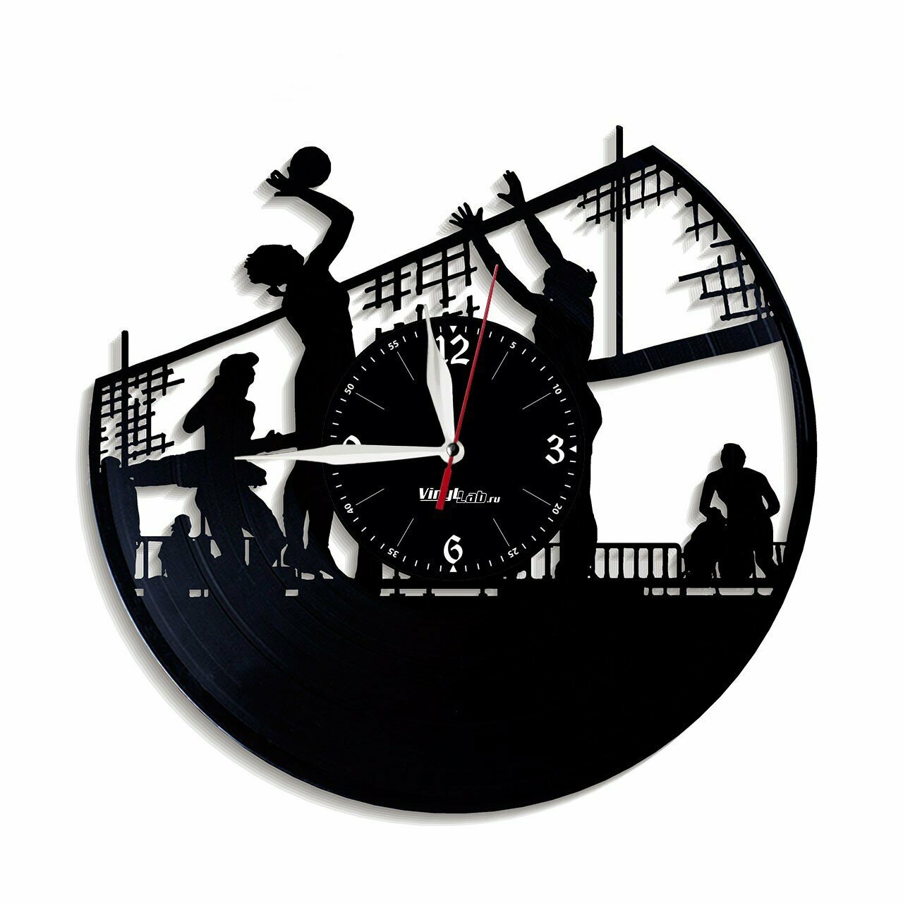 Часы из виниловой пластинки (c) VinylLab Волейбол, диаметр 30 см