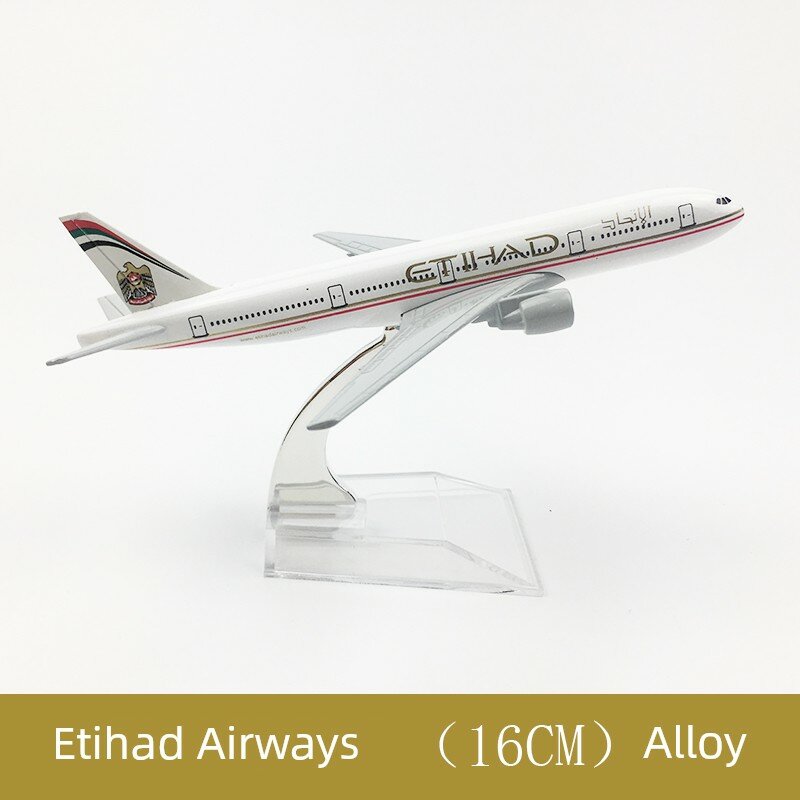 Модель самолета Etihad Airways Boeing 777, светло-желтый, 16 см, сплав, детская игрушка